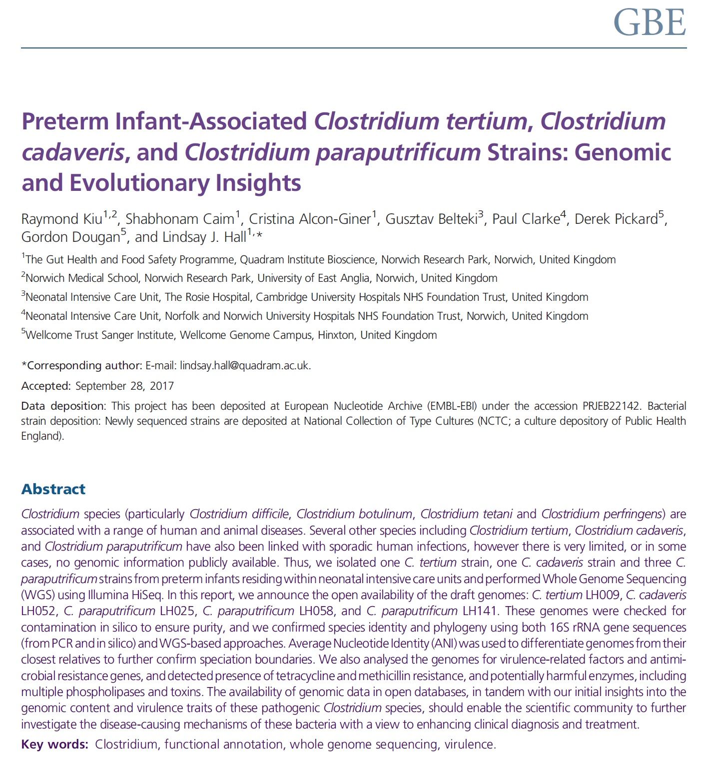 New publication in Genome Biology and Evolution – Lindsay Hall Lab